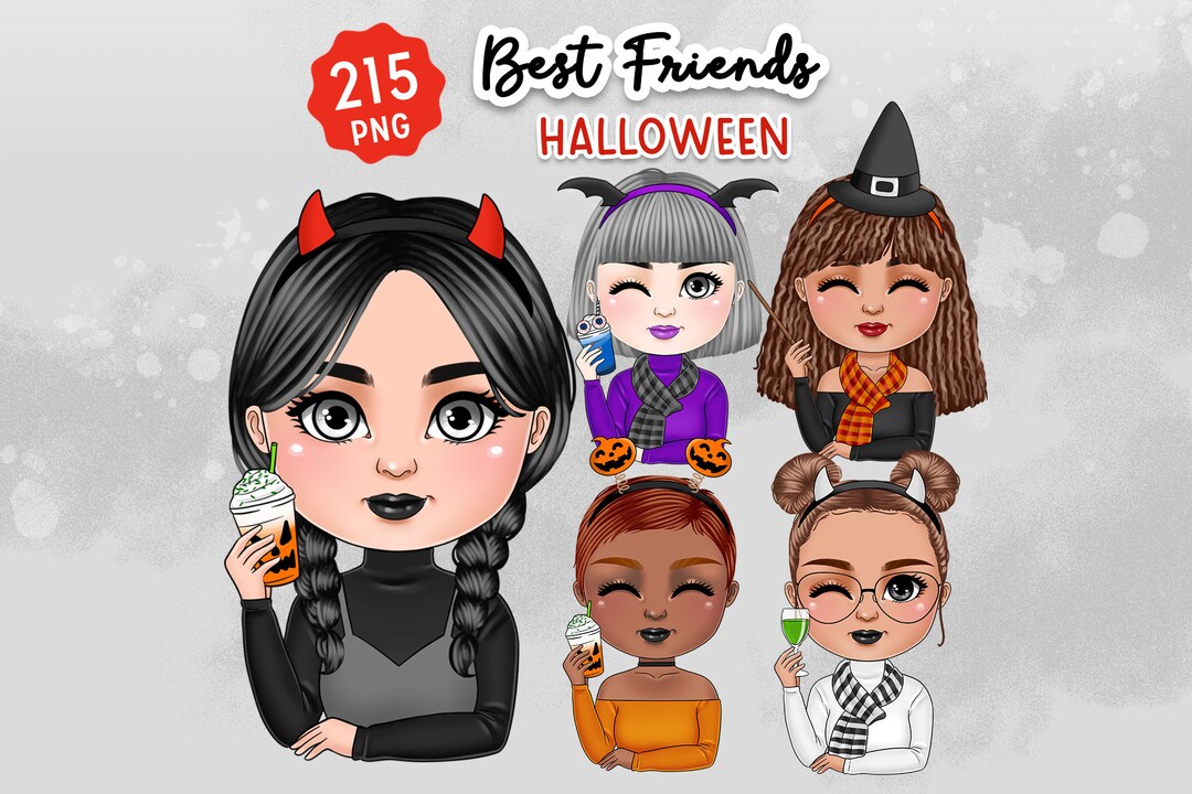 Halloween Best Friend Chibi Clipart, Build Your Own Character, Witch ...