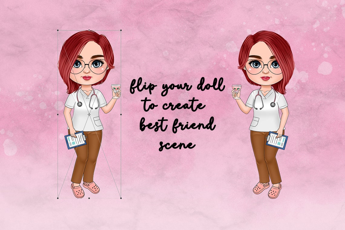 Cute Medical Chibi Nurse Clipart PNG, Sublimation Design (digital ...