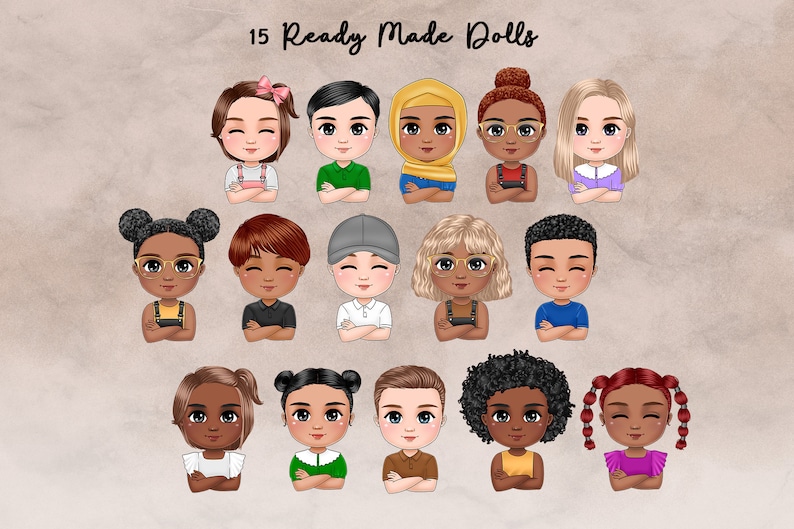 Cute Chibi Children Clipart, 246 PNG Images (digital Download) - Etsy