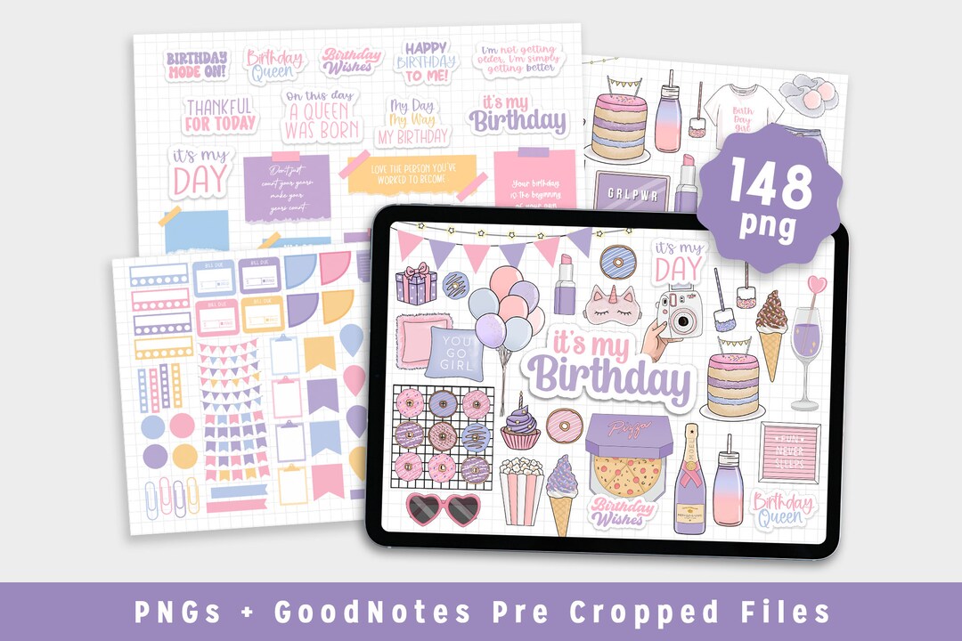 Birthday Planner Icon Stickers | Pastel Stickers | Goodnotes Stickers ...