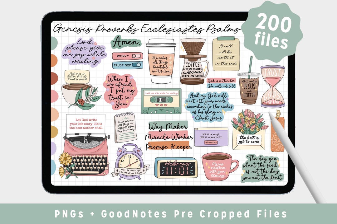 Faith Digital Stickers for Goodnotes, Christian Stickers, Bible Reading ...