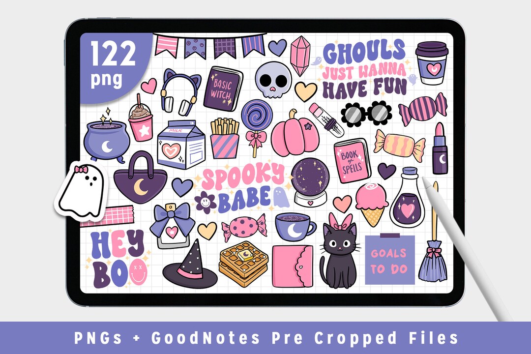 Cute Halloween Digital Stickers for Goodnotes, Groovy, Trick or Treat ...