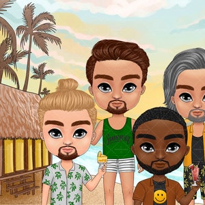 Best Friends Chibi Clipart | Summer | Customisable | Cute Fashion Men ...