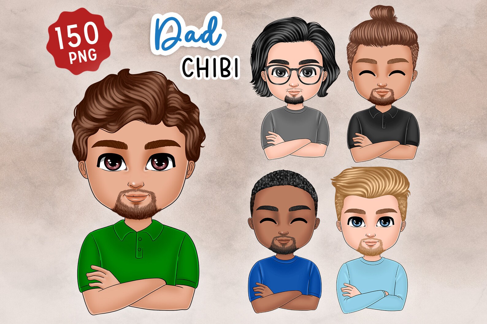 Chibi Dad Clipart, Familie Clipart, Best Friends Geschenk, Vater ...