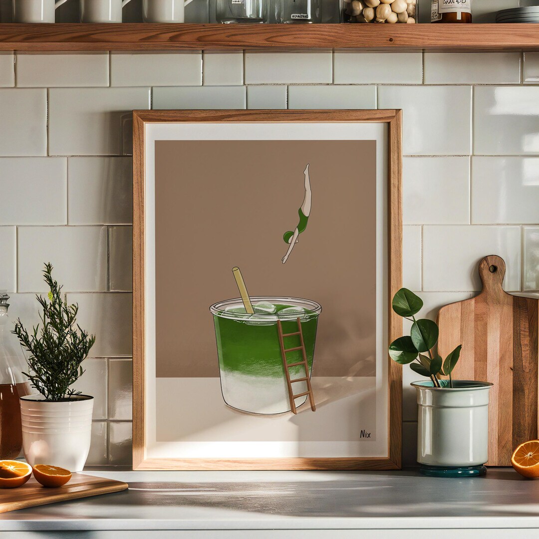 Diver Matcha Digital Printable Art, Latte Lover, Ceremonial Matcha ...