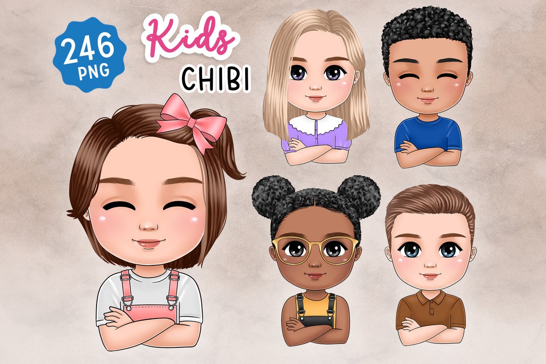 Cute Chibi Children Clipart, Children Png, Child Clipart, Boy and Girl ...