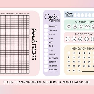 Color Changing Digital Stickers, Calendar Numbers, Goodnotes Stickers ...