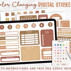 Color Changing Digital Stickers Calendar Numbers Goodnotes - Etsy