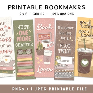 Book Lover Printable Bookmarks, Digital Bookish, Just One More Chapter ...