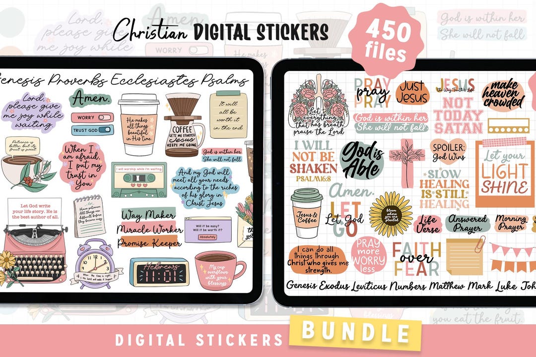 Faith Digital Stickers Bundle for Goodnotes, Christian Stickers, Bible ...