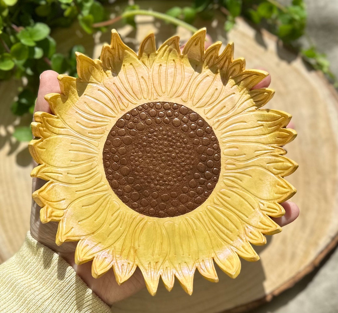 Large Sunflower Ring Dish, Sunflower Trinket Dish, Sunflower Gift ...