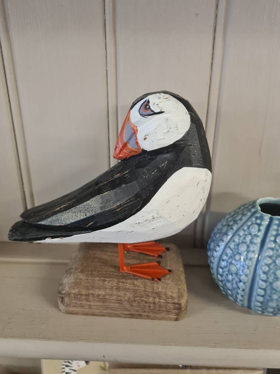 Wooden Puffin Carved Puffin Display Bird - Etsy