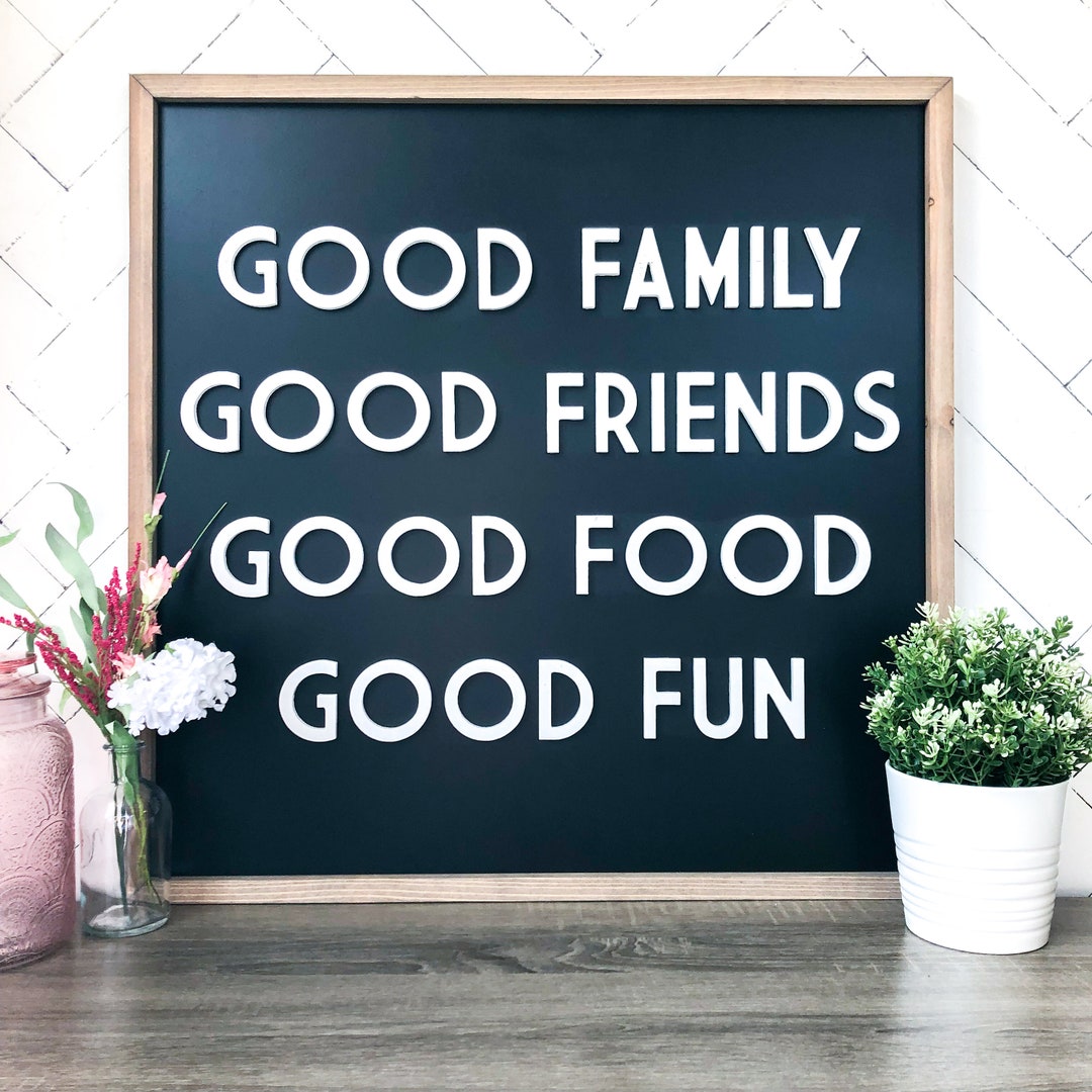 3D Frame Sign, 3D Wood Sign, Good Family, Friends, Wall Decor, Home ...