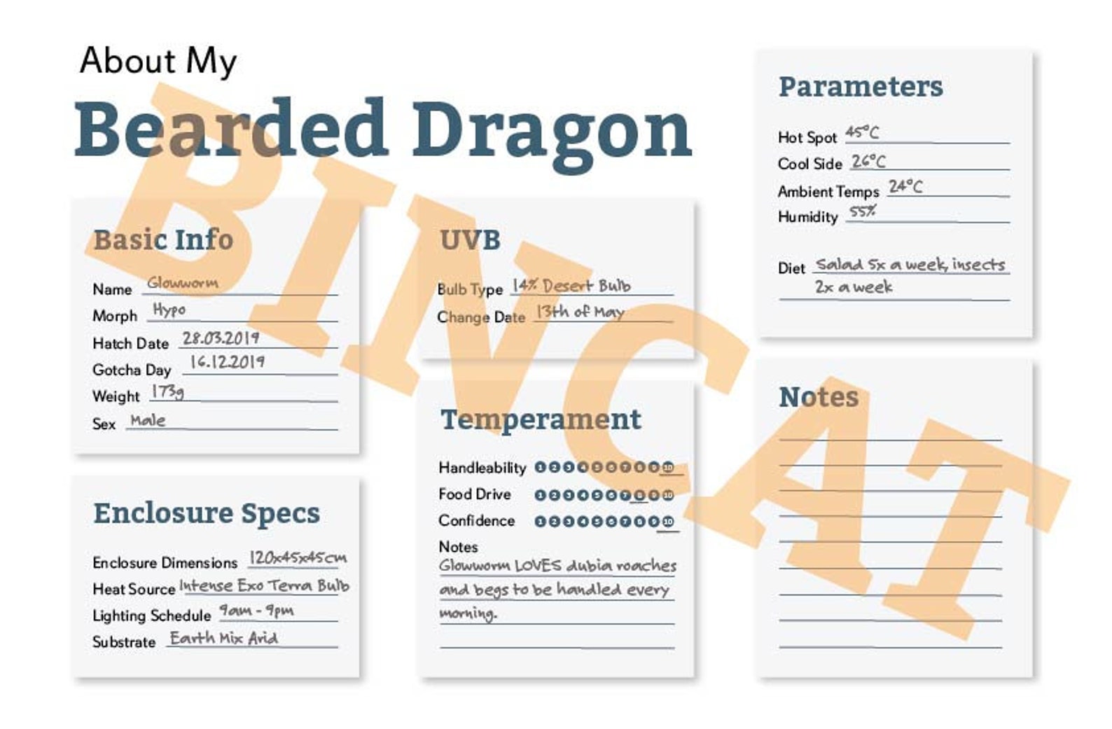 Bearded Dragon Care Planner: Feeding, Supplements, Schedules (digital ...