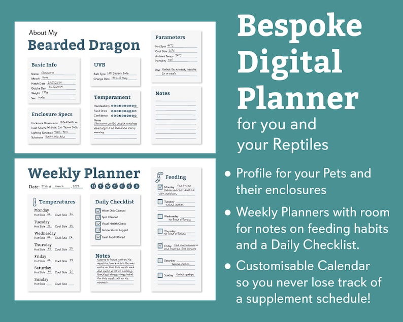 Reptile Planner Bundle, Digital Download for Organisation, Supplement ...