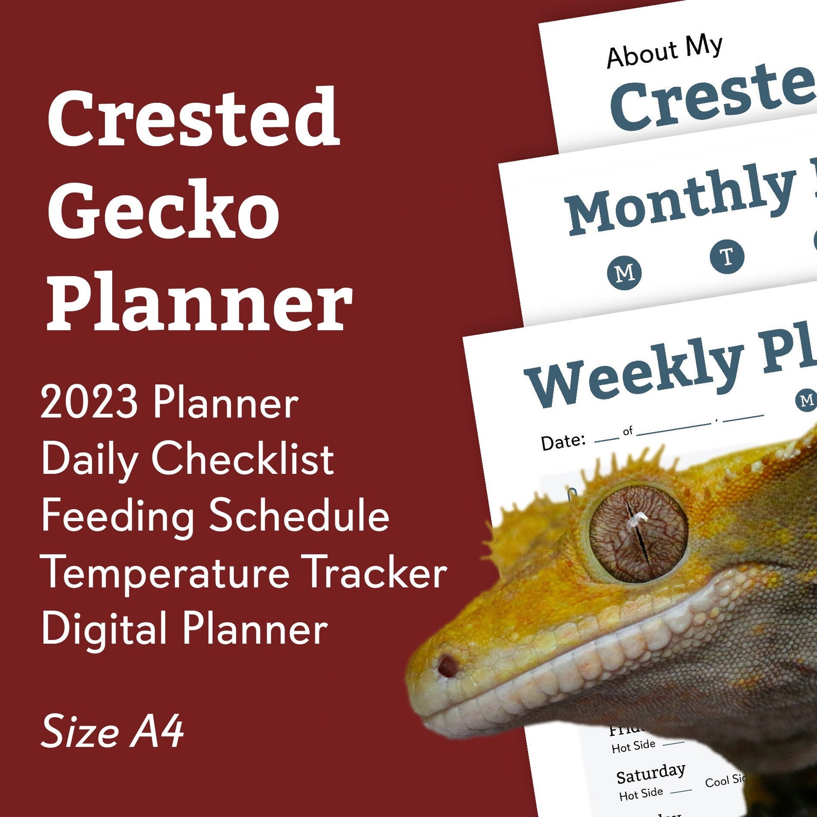 Crested Gecko Reptile Planner, Digital Download for Organisation ...