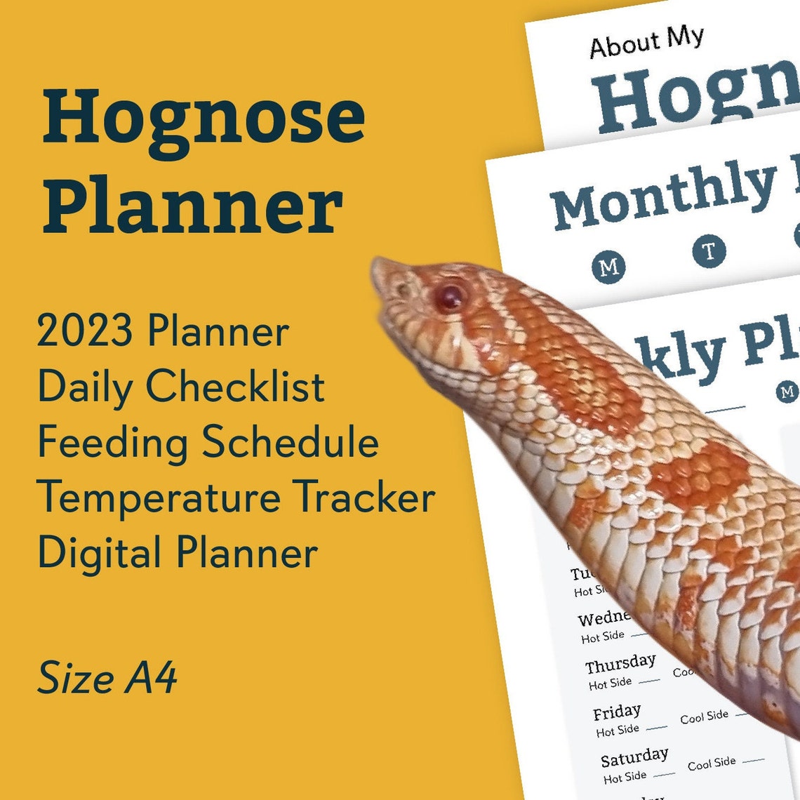 Hognose Snake Reptile Planner, Digital Download for Organisation ...
