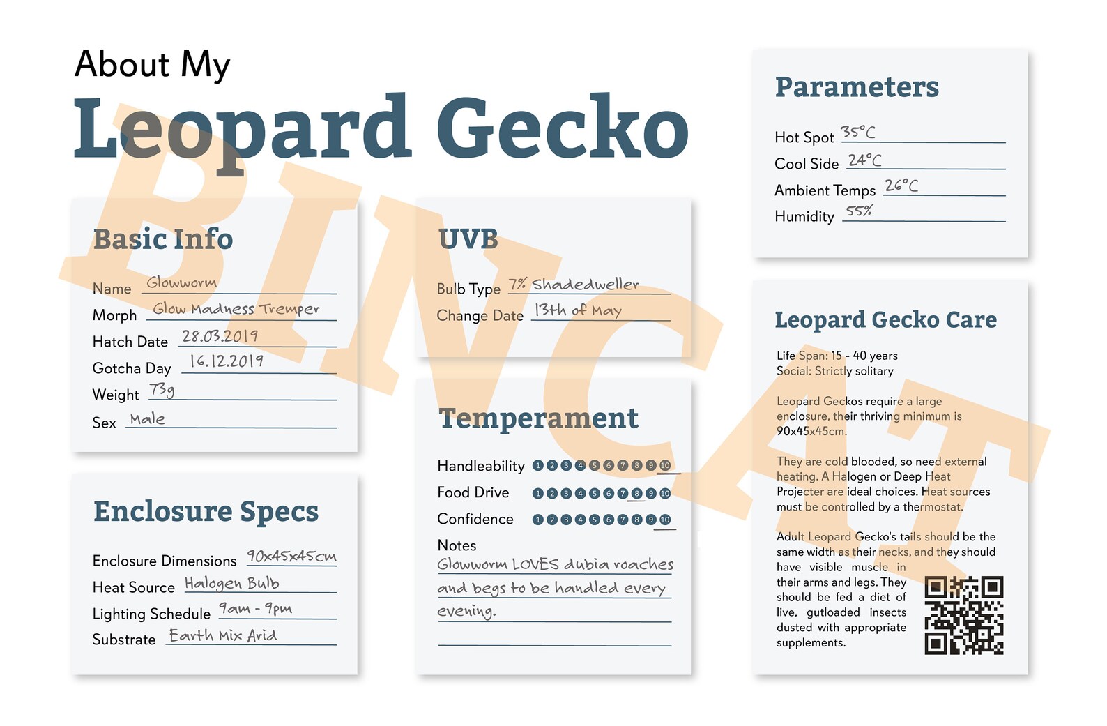 Leopard Gecko Reptile Planner, Digital Download for Organisation ...