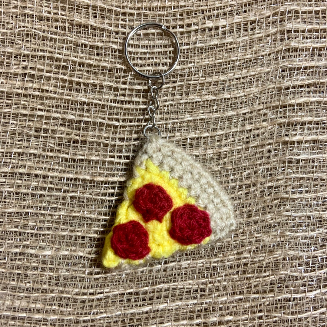 Pizza Slice Crochet Keychain - Etsy