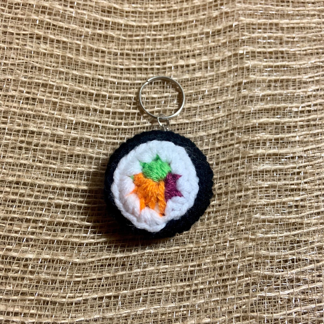 Sushi Roll Crochet Keychain - Etsy