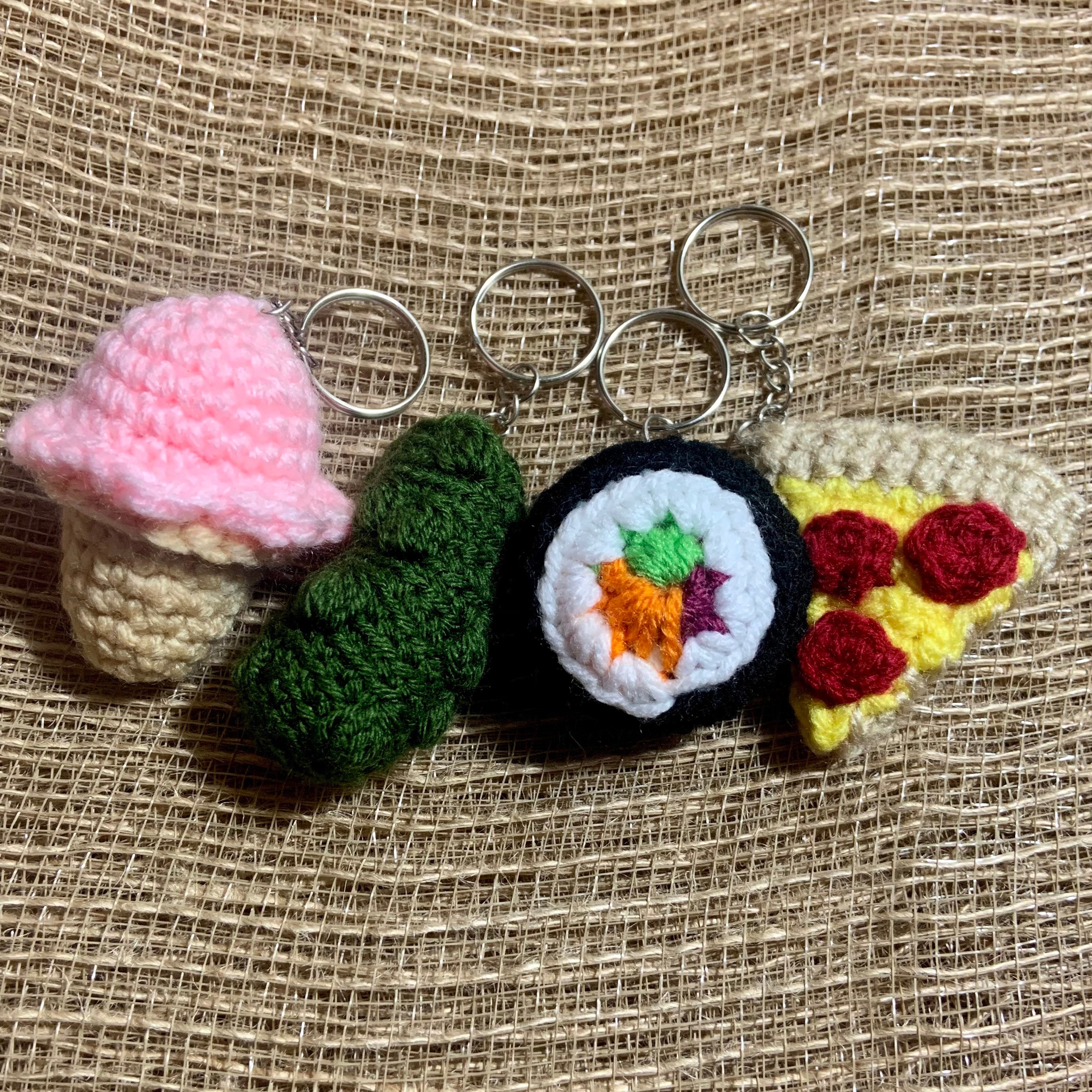 Pizza Slice Crochet Keychain - Etsy