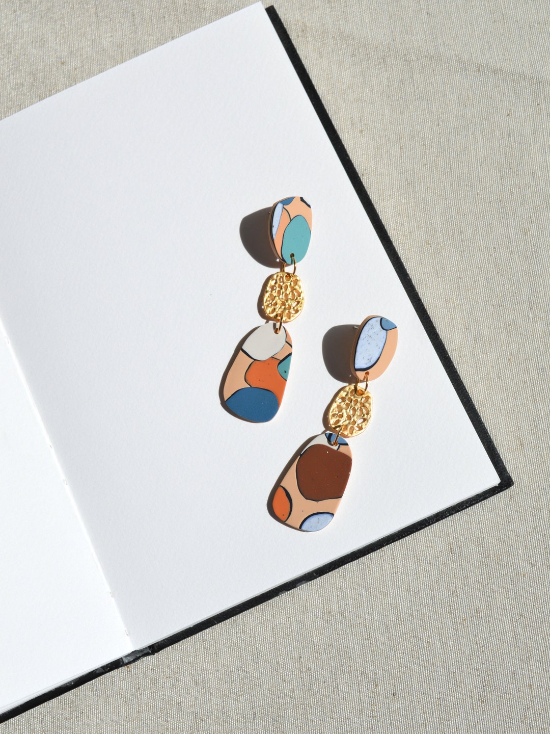 Bold Abstract Earrings in Lively Colors Handcrafted Colorful Statement ...