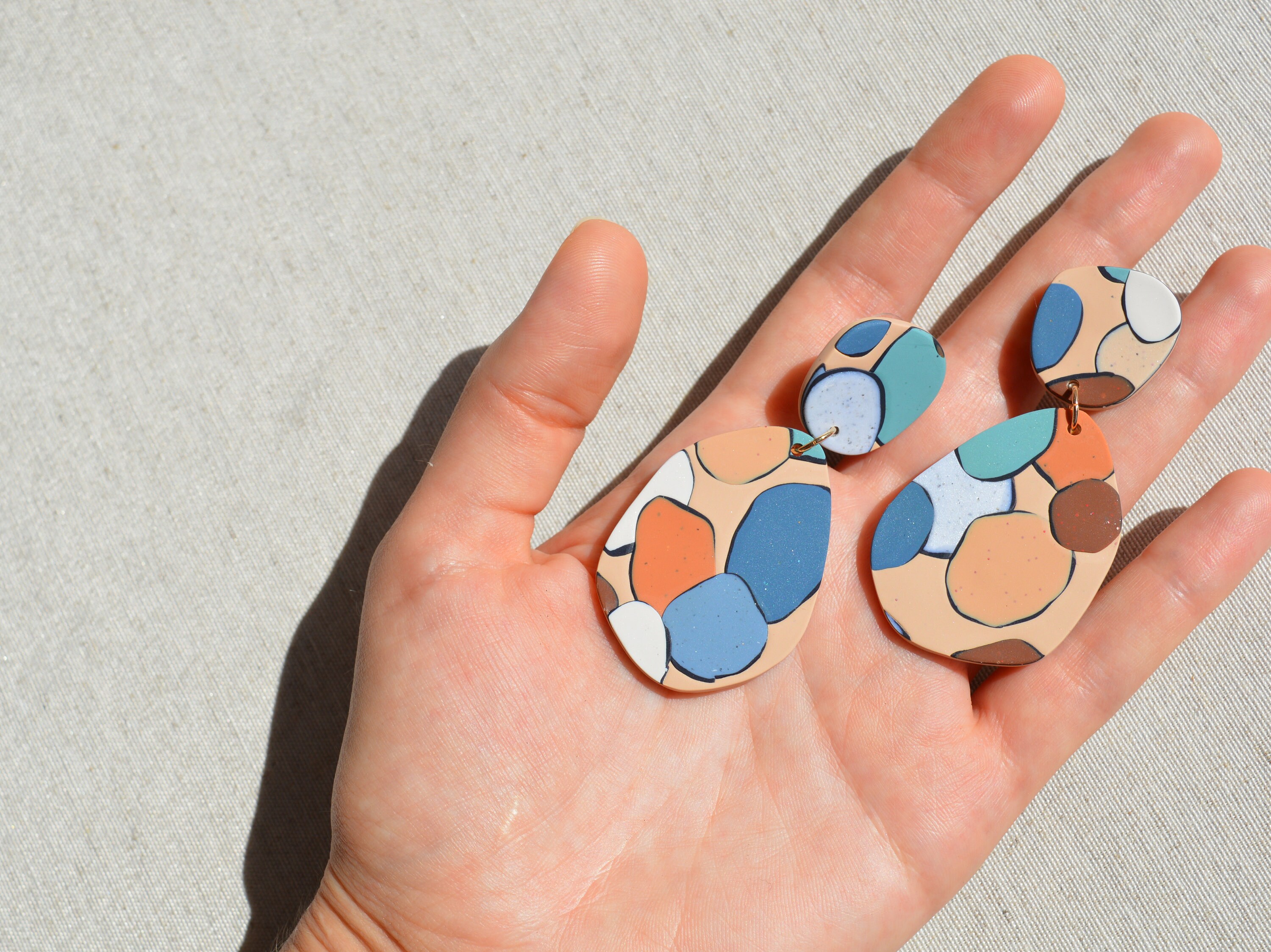 Bold Abstract Earrings in Lively Colors Handcrafted Colorful Statement ...