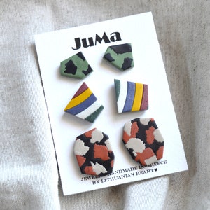 Funky Studs Pack Small Colorful Earrings Handmade Polymer Clay Jewelry ...