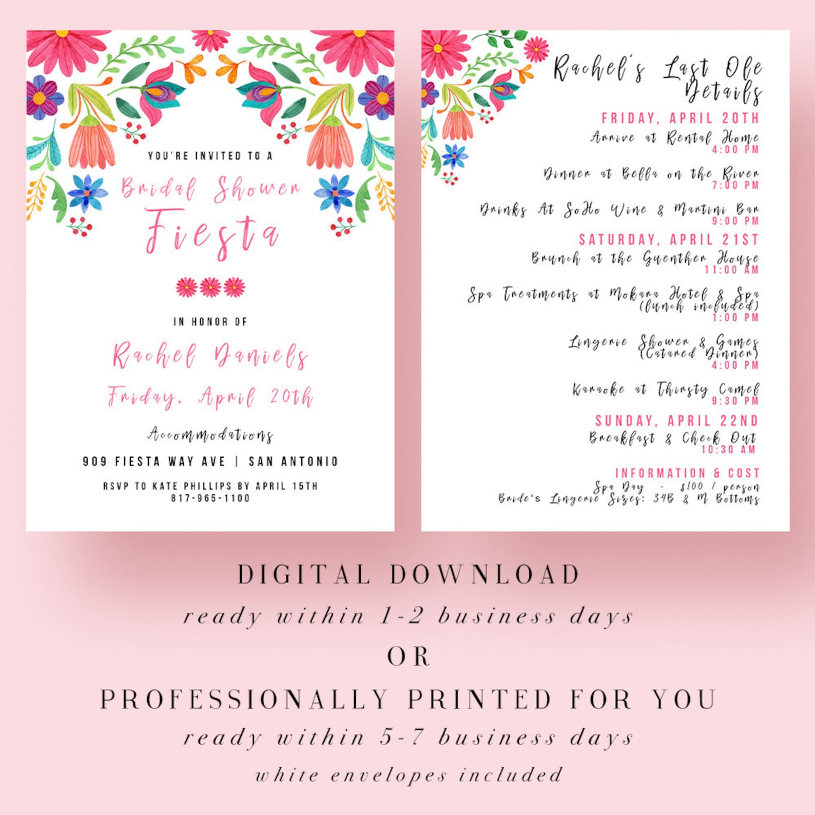 Fiesta Invitation Fiesta Itinerary Final Fiesta Bachelorette - Etsy