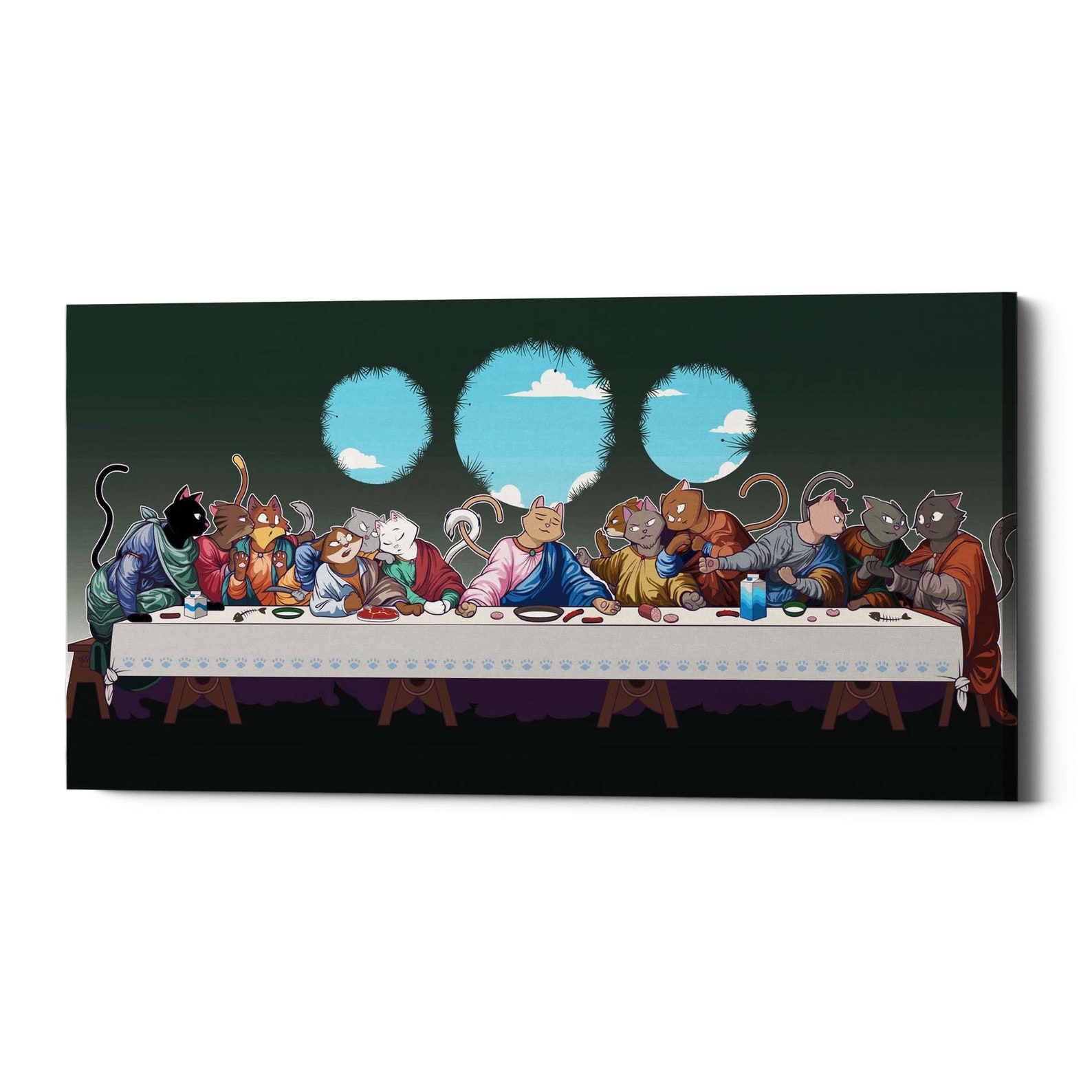 Giclee Canvas Wall Art 'the Cat's Last Supper' - Etsy