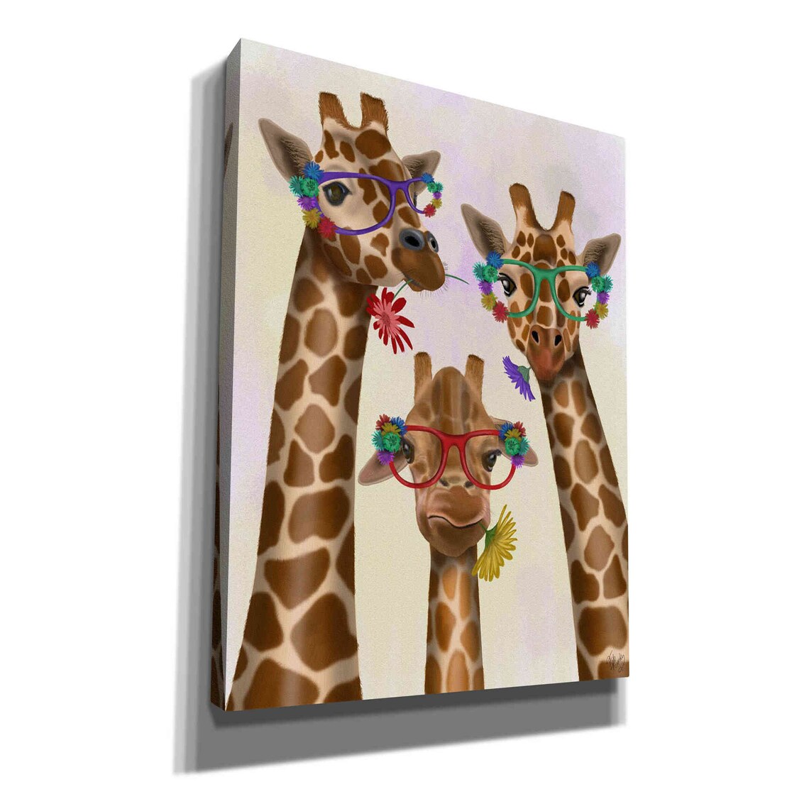 Giclee Canvas Wall Art Giraffe And Flower Glasses Etsy