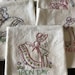 Adorable Colonial Girls Hand Embroidered Cotton Tea Towel Set of Seven ...
