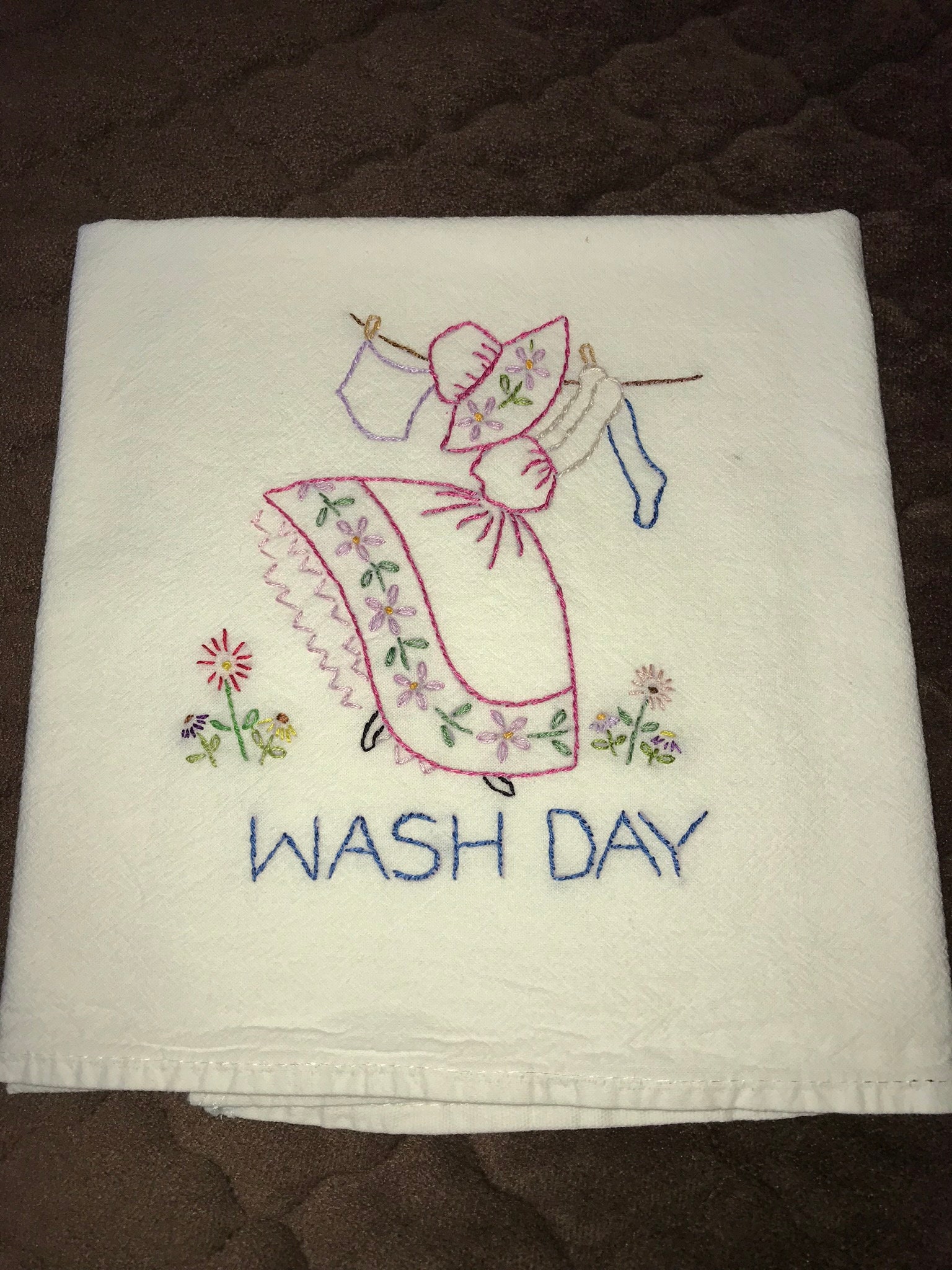 Adorable Colonial Girls Hand Embroidered Cotton Tea Towel Set - Etsy