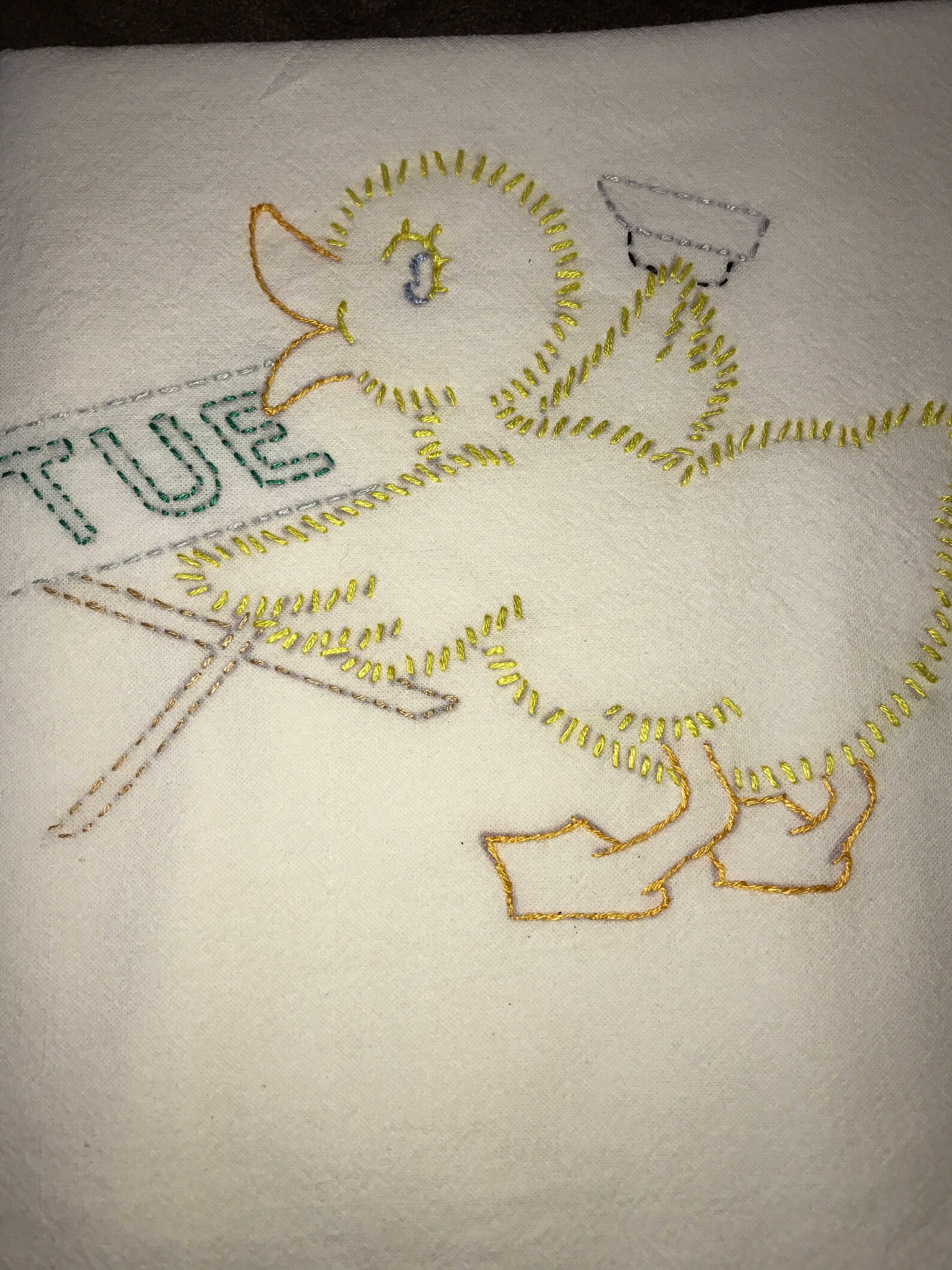 Seven Adorable Ducks Hand Embroidered on Kitchen Flour Sack Cotton ...