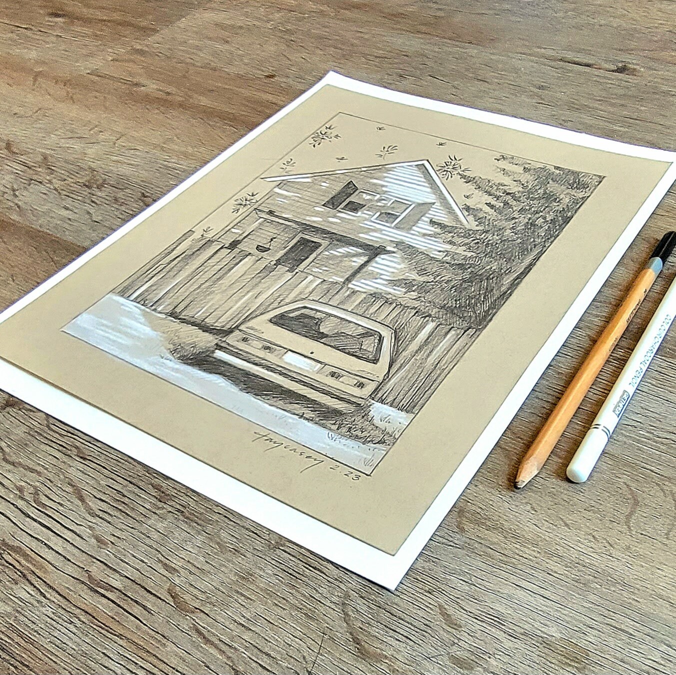 Original Drawing Surreal Landscape With House - Etsy