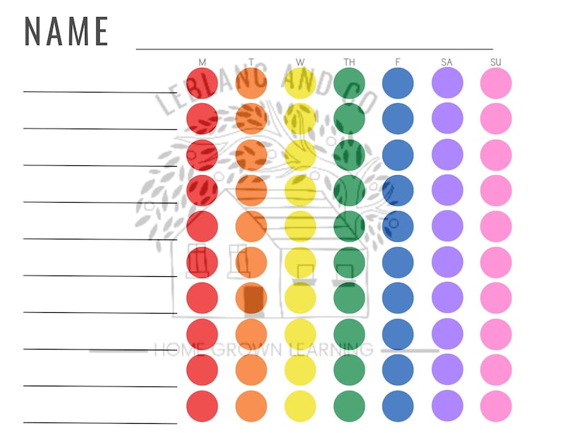 Chore Chart! Colorful Chore Chart, Responsibilities Chart, Chore ...