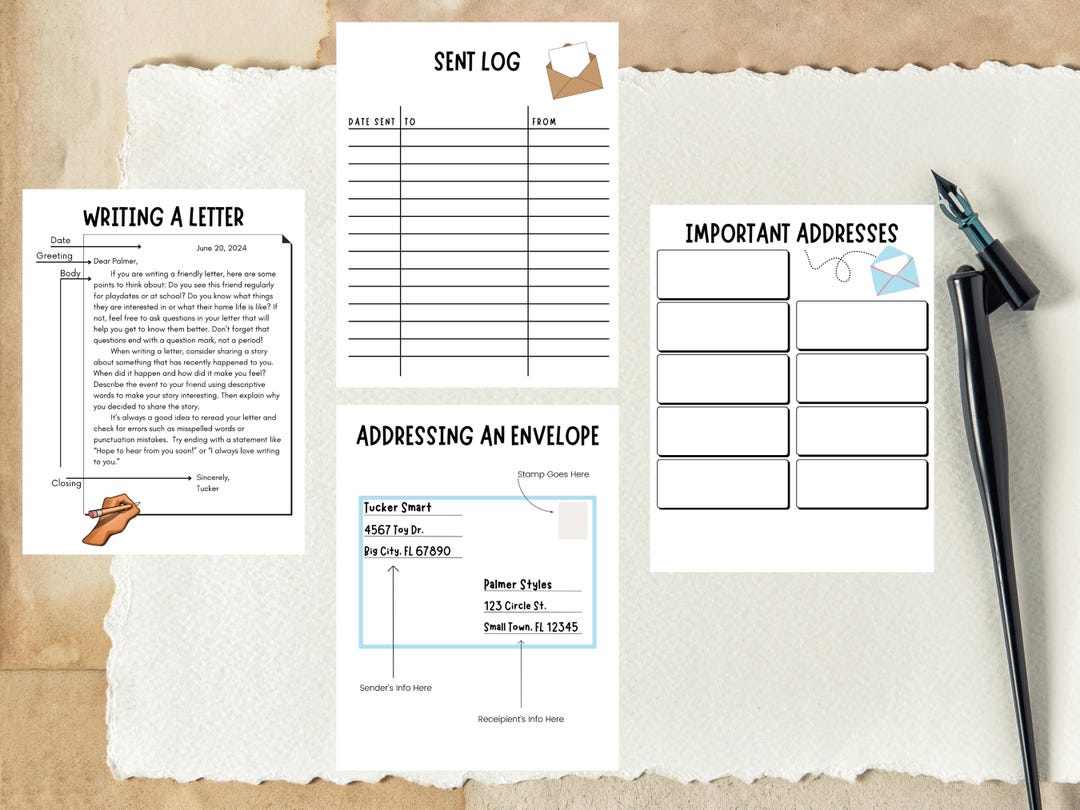 Pen Pal Packet, Writing a Letter, Addressing an Envelope, Sent Log ...