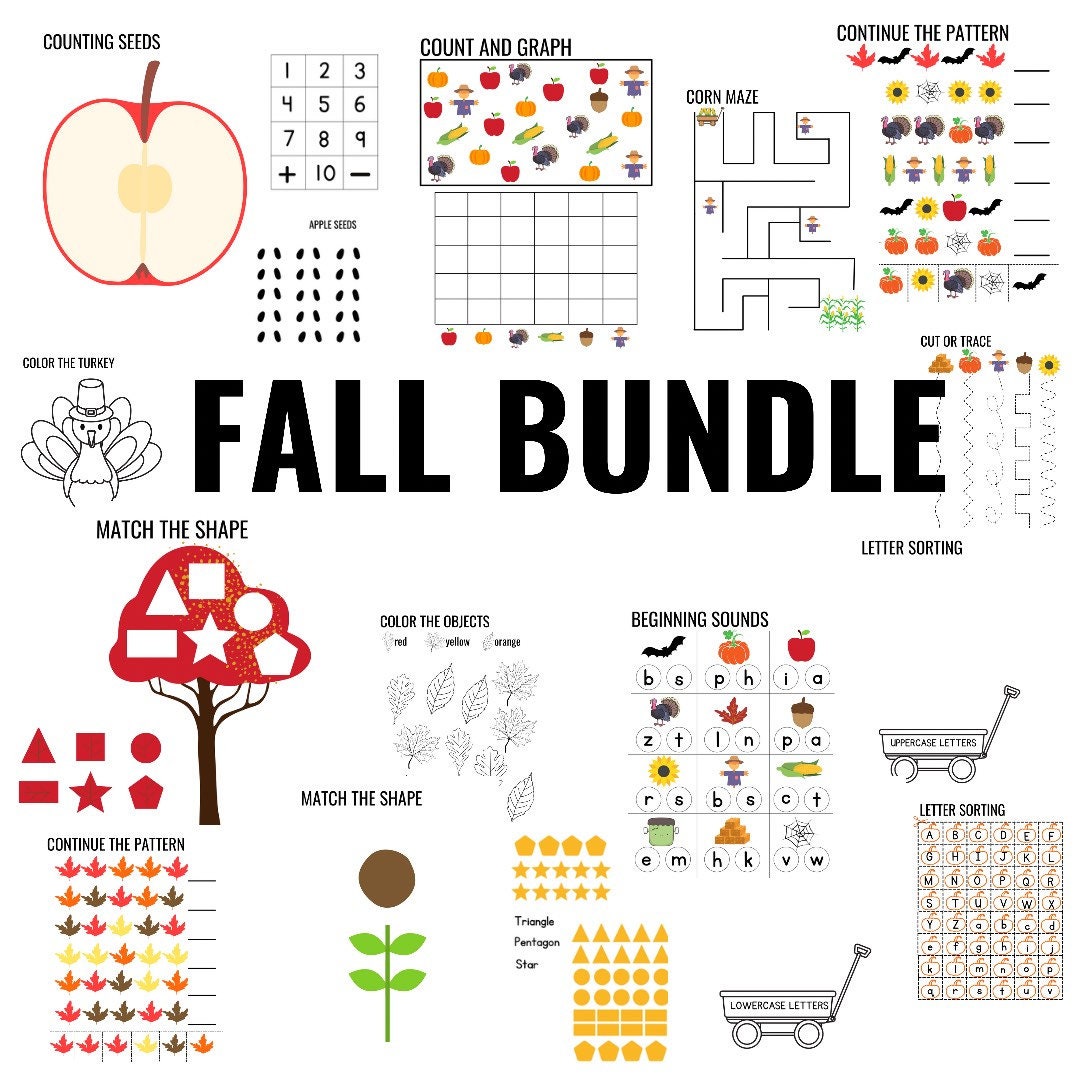Fall Bundle, Fall Learning, Prek Games, Kindergarten Learning Bundle ...
