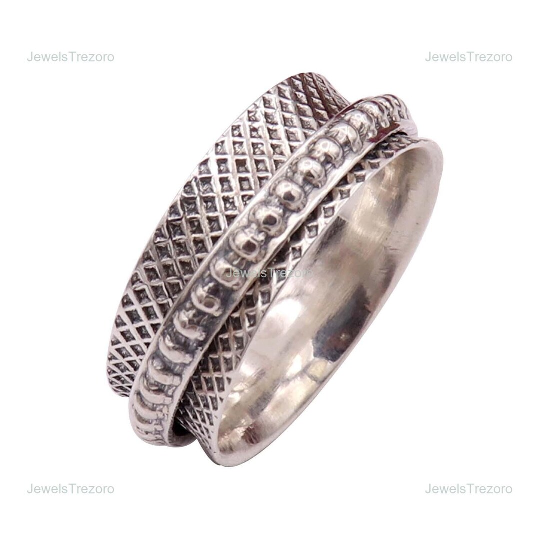 925 Sterling Silver Minimalist Ring, Spinner Ring, Simple Ring, Without ...