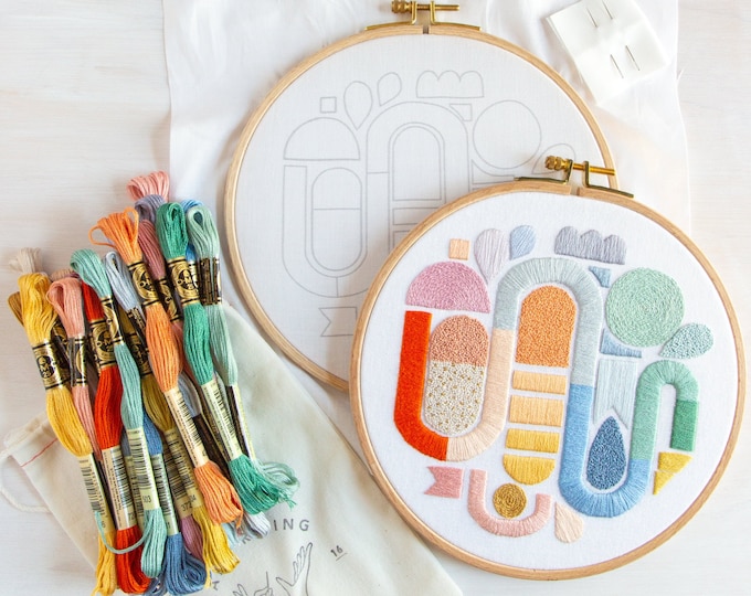 Over the Rainbow Embroidery Kit. Geometric Embroidery Pattern and Kit ...