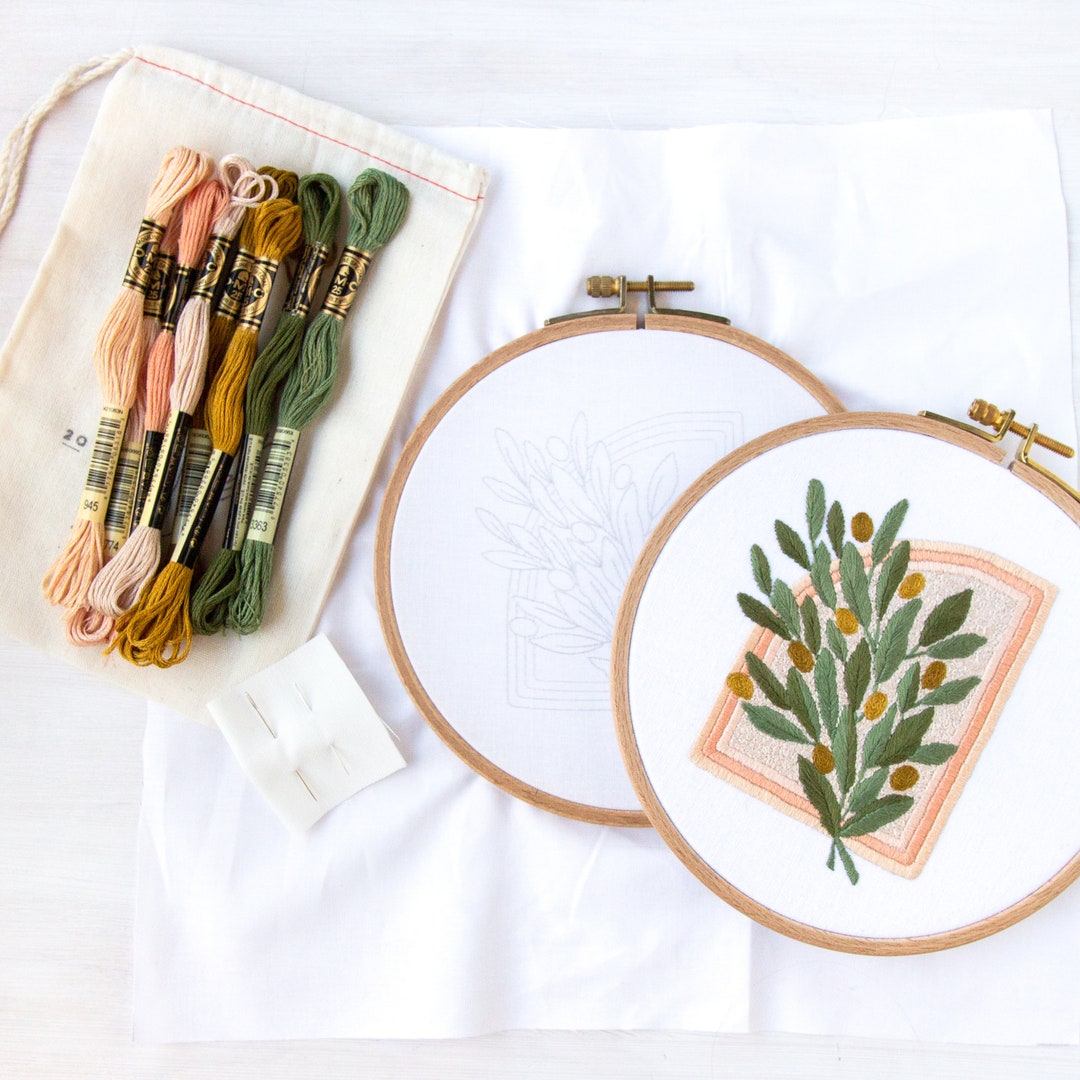 Olive Branch Embroidery Kit. Embroidery DIY Craft Kit. Beginner ...