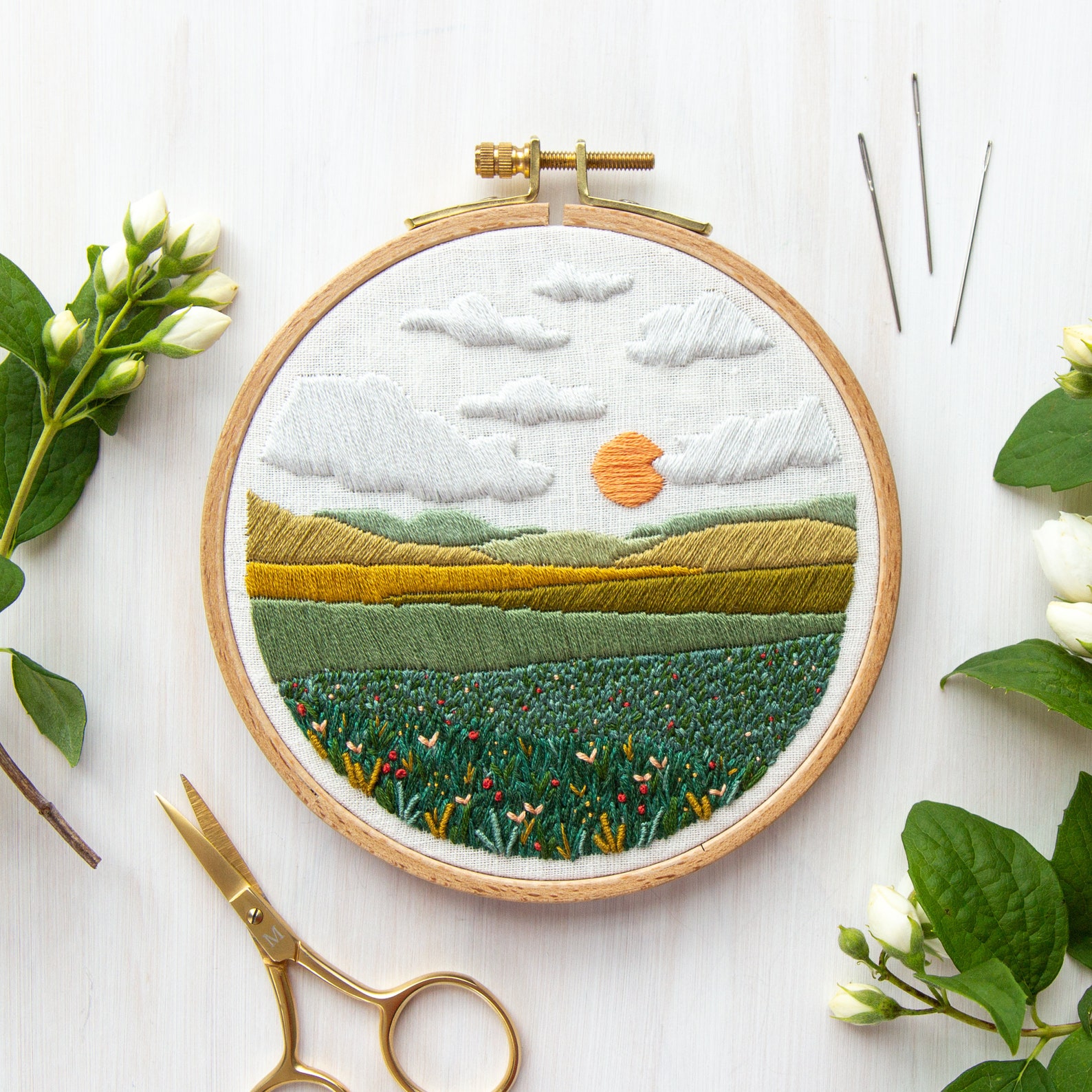 Mini Meadow Embroidery Pattern. DIY Embroidery Craft. Landscape Art ...
