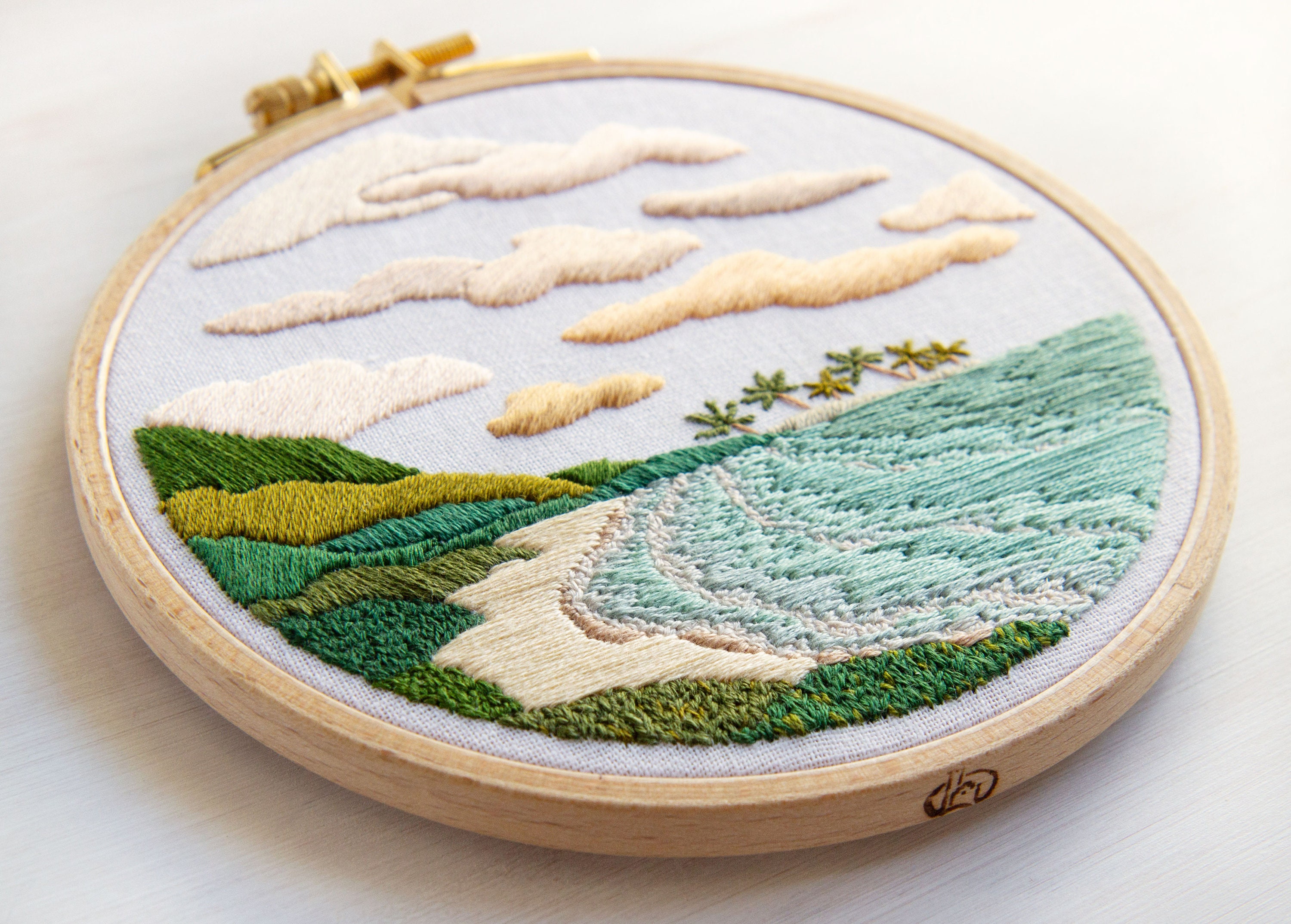 Hidden Beach Embroidery Pattern Digital PDF for DIY Craft. Embroidered ...