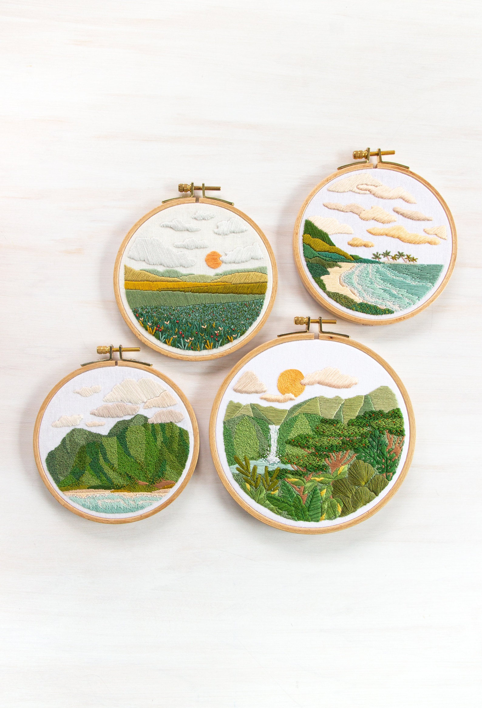 Landscape Embroidery Pattern Set of 4 Patterns. Beginner and Advanced ...