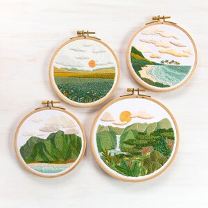 Landscape Embroidery Pattern Set of 4 Patterns. Beginner and Advanced ...