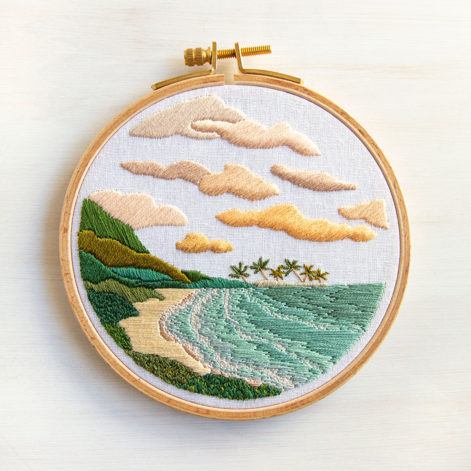 Hidden Beach Embroidery Pattern Digital PDF for DIY Craft. Embroidered ...