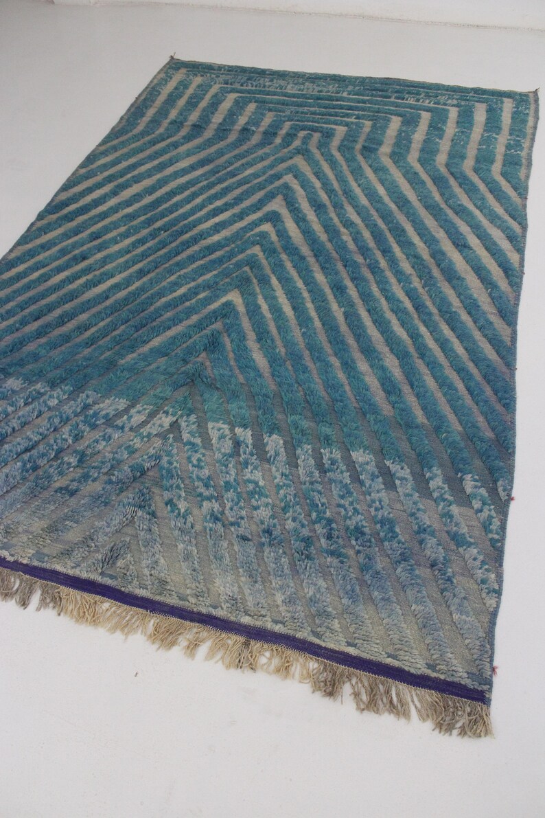 Contemporary Moroccan Tufted Rug THE LAPIS TREE 6 Ft 10 X 10 6 - Etsy