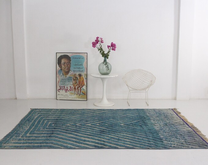 Contemporary Moroccan Tufted Rug THE LAPIS TREE 6 Ft 10 X 10 6 Ft / 205 ...