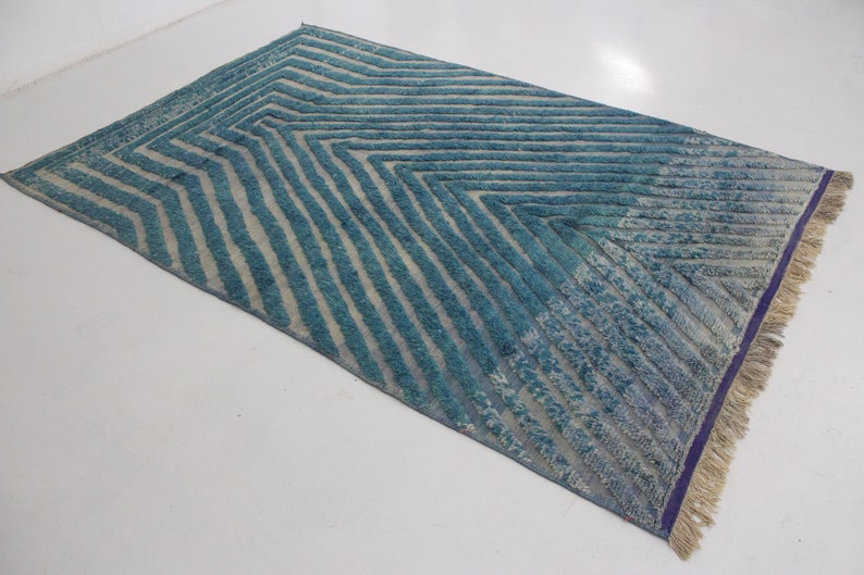 Contemporary Moroccan Tufted Rug THE LAPIS TREE 6 Ft 10 X 10 6 - Etsy