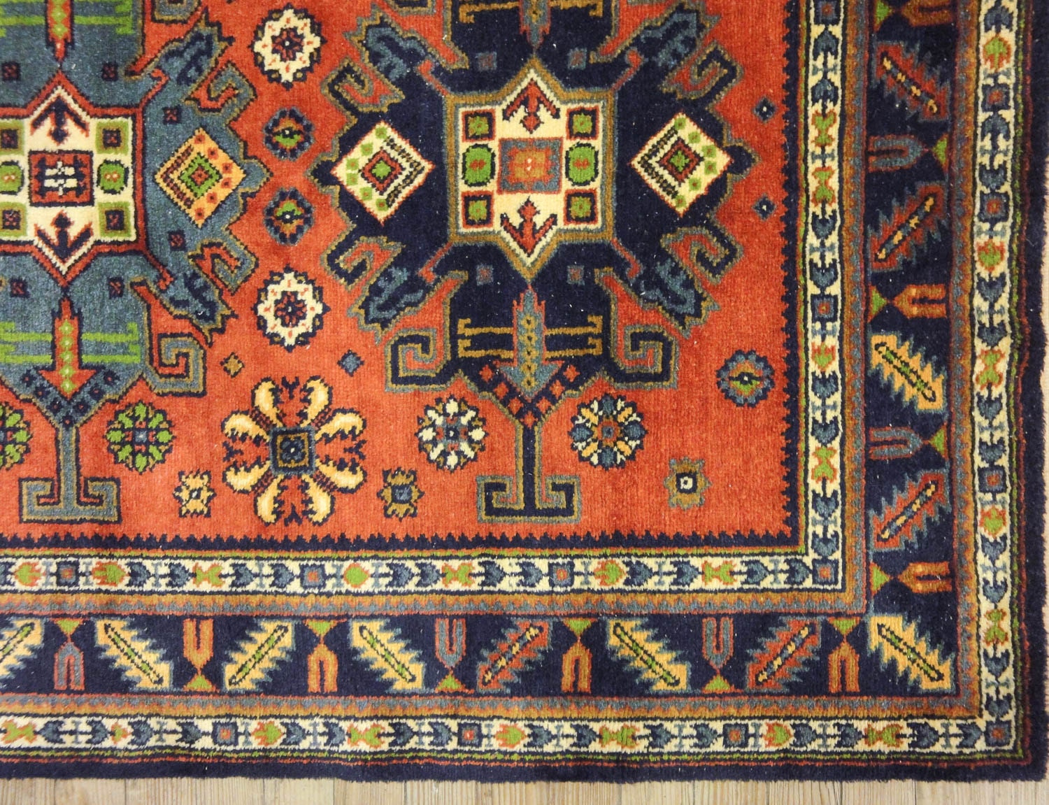 4x7 Kazak Design Vintage Hand-knotted Rug 027483 - Etsy